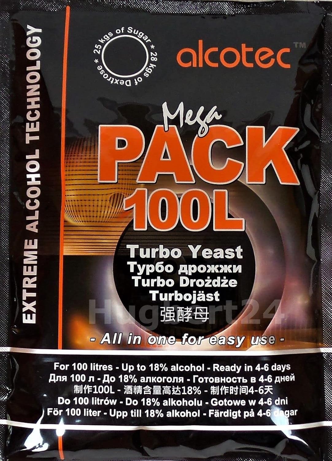 Alcotec Mega Pack 100 L – Profi-Turbohefe für 18 % Alkohol – lilawelt24